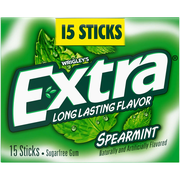 Extra Gum Spearmint Sugar Free Chewing Gum Single Pack Stick 15 sticks ...